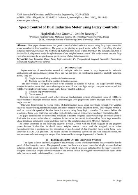 Pdf Speed Control Of Dual Induction Motor Using Fuzzy Controller Dokumentips