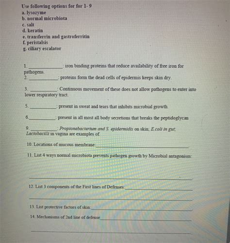 Solved Use Following Options For For 1 9 A Lysozyme B