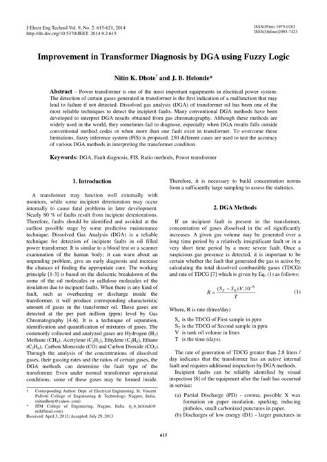 Pdf Improvement In Transformer Diagnosis By Dga Using Fuzzy Logic