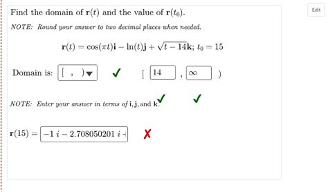 Solved Edit Find The Domain Of R T And The Value Of R To Chegg