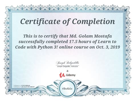 Md Golam Mostafa On Linkedin Udemy Course Completion Certificate