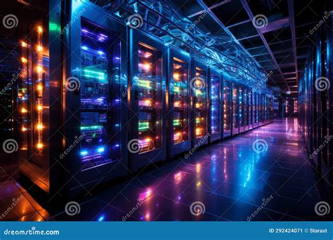 Server Racks In Computer Network Security Server Room Futuristic Data Center Ai Generated