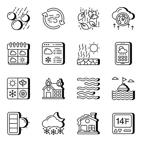 Premium Vector | Pack of weather technology linear icons