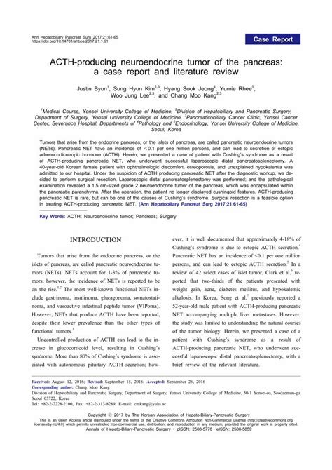 Pdf Acth Producing Neuroendocrine Tumor Of The Pancreas A