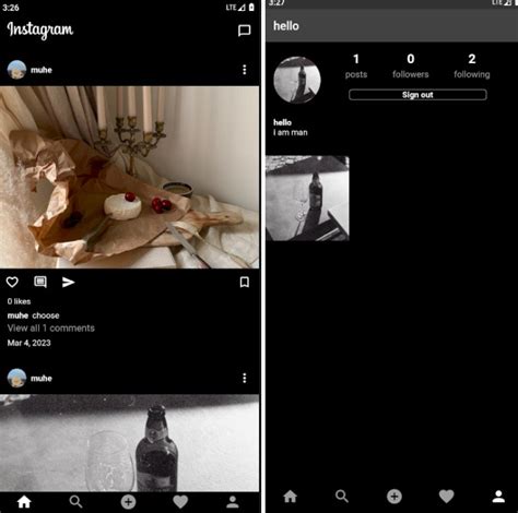 instagram clone built using flutter