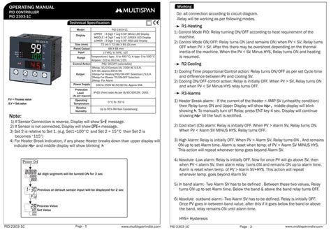 Multispan Pid 2303 1c Operating Manual Pdf Download Manualslib