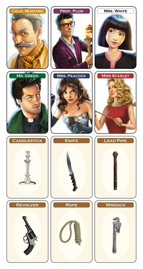 Game Clue Characters And Weapons At Raymond Millner Blog