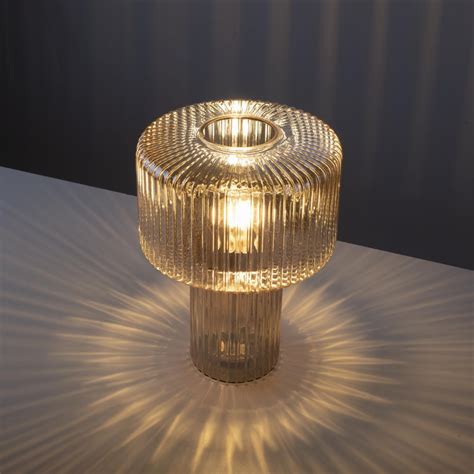Clear Gold Tint Ribbed Glass Table Lamp Stillorgan Decor
