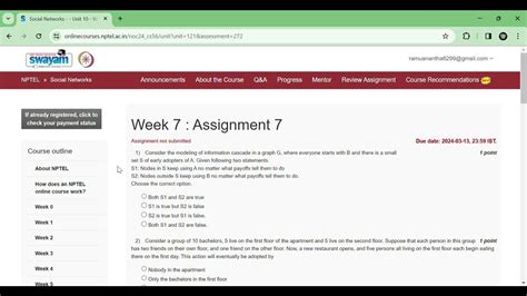 Social Networks Nptel Swayam Week 7 Assignment Answers 2024 Youtube