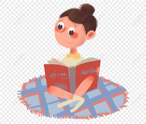 책을 읽는 소녀 Png 일러스트 무료 다운로드 Lovepik