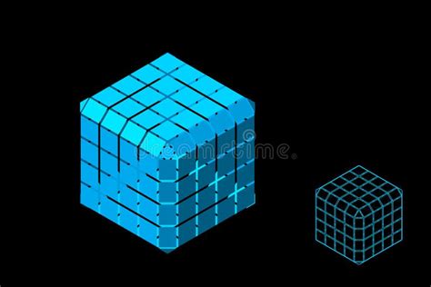 Abstract Polygonal Cube With Cuts 3d Vector Illustration Isometric Projection Stock Vector