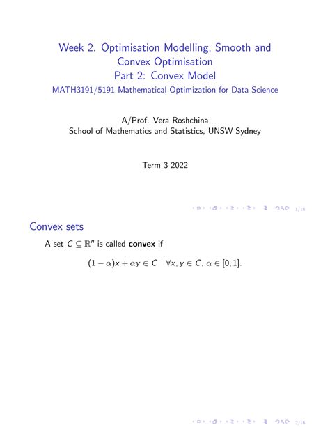 week 2 optimisation modelling smooth and convex optimisation part 2