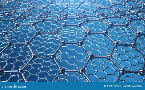 3d Illustration Structure Of The Graphene Or Carbon Surface Abstract Nanotechnology Hexagonal