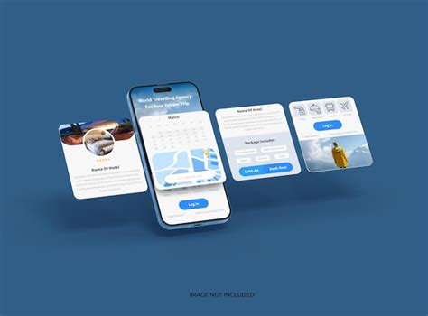 분리된 팝업 Ui Ux 앱 개념 3d 렌더링이 있는 모바일 앱 화면의 전화 14 프로 아이소메트릭 모형 디자인 프리미엄 Psd 파일