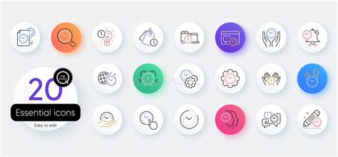 Time Management Line Icons Alarm Clock Timer Plan And Project