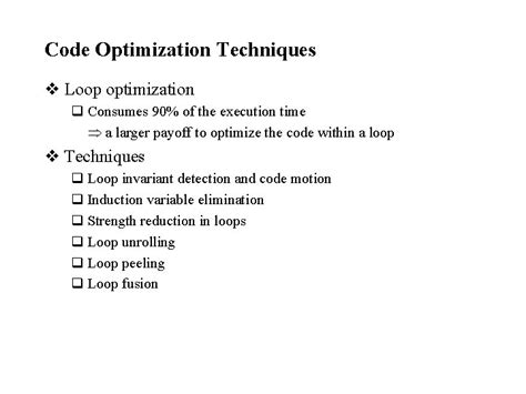 Code Optimization Overview And Examples Code Optimization V