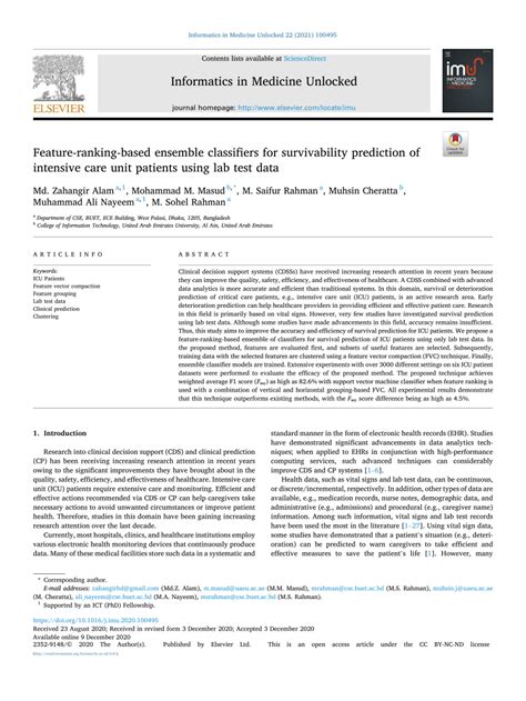 Pdf Feature Ranking Based Ensemble Classifiers For Survivability