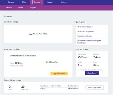 where do i view my internet plan details sparklight support