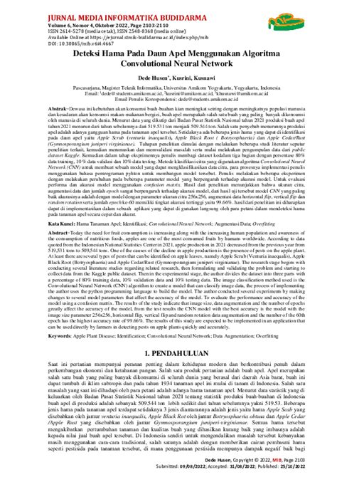 Pdf Deteksi Hama Pada Daun Apel Menggunakan Algoritma Convolutional