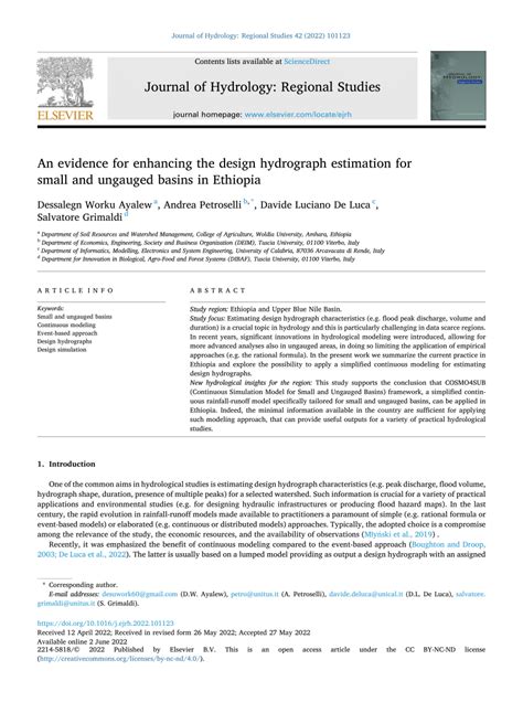 Pdf An Evidence For Enhancing The Design Hydrograph Estimation For