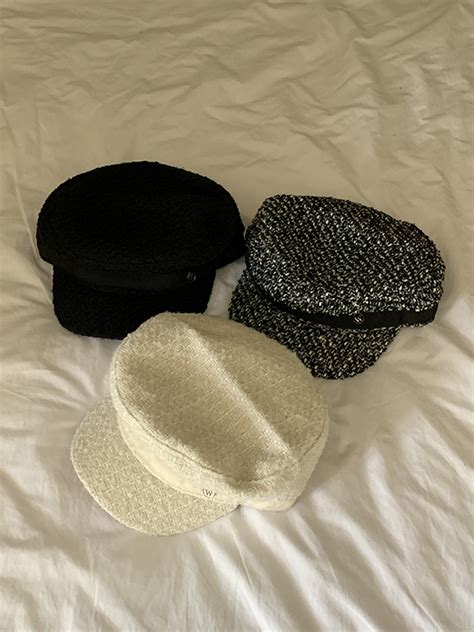 벵쇼 금장 울 트위드 마도로스 캡 모자 에이블리