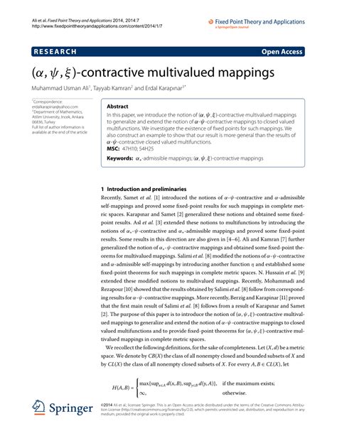 Pdf Contractive Multivalued Mappings
