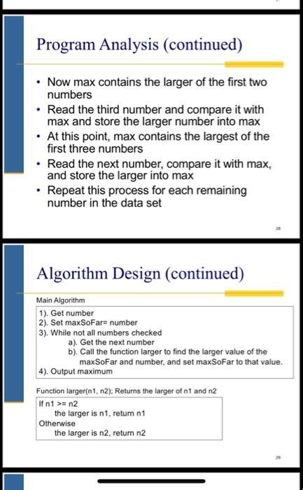 Solved In This Programming Example The Function Larger Is Chegg Com