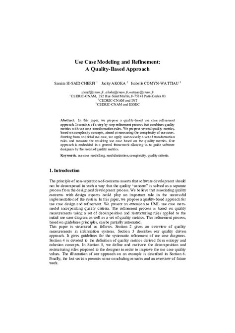 Pdf Use Case Modeling And Refinement A Quality Based Approach