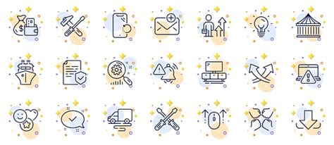 웹 응용 프로그램에 대한 다운로드 새 메일 및 배송 라인 아이콘의 개요 집합입니다 픽토그램 아이콘입니다 벡터 3차원 형태에 대한 스톡 벡터 아트 및 기타 이미지 Istock