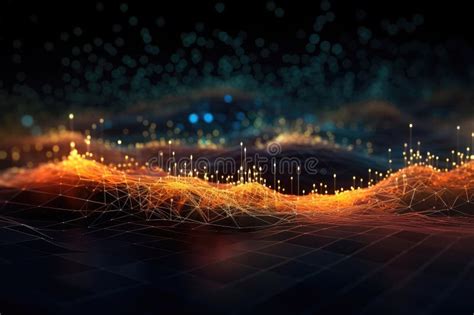 Minimalistic Background With Digital Data Streams And Glowing Particles