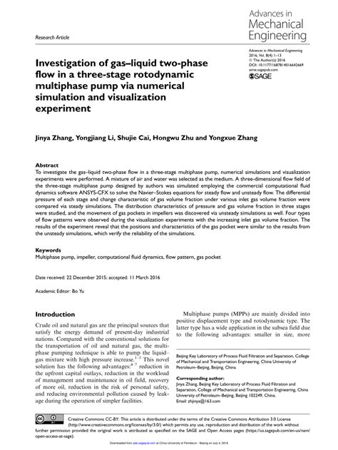pdf investigation of gas liquid two phase flow in a three stage