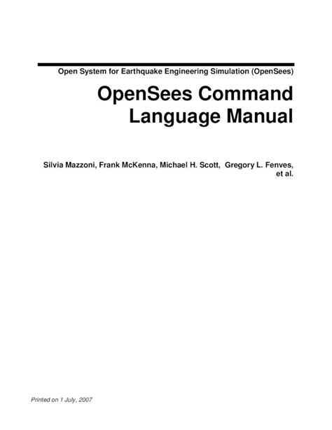 Pdf Open System For Earthquake Engineering Simulation Opensees