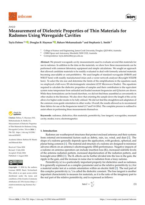 pdf measurement of dielectric properties of thin materials for