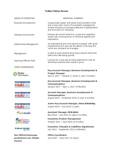 Taslima Sultana Resume And Marketing Pdf Entrepreneurship Communication