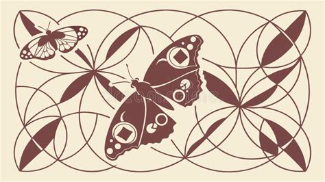 Geometric Circular Pattern With Integrated Butterflies Nature Theme