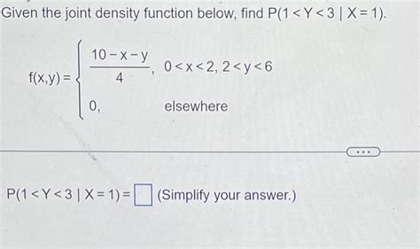 Solved Given The Joint Density Function Below Find P Chegg