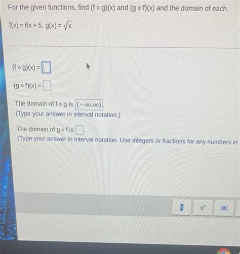 solved for the given functions find fog x and gof x