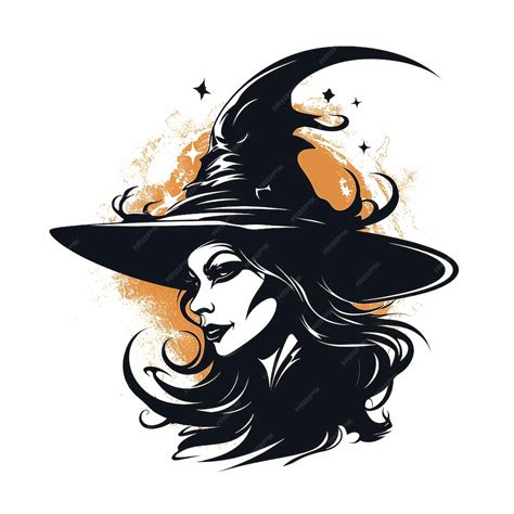 Premium Ai Image Vector Halloween Witch Head Silhouette Vector Illustrat