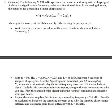 Solved Marks The Following MATLAB Experiment Chegg Com