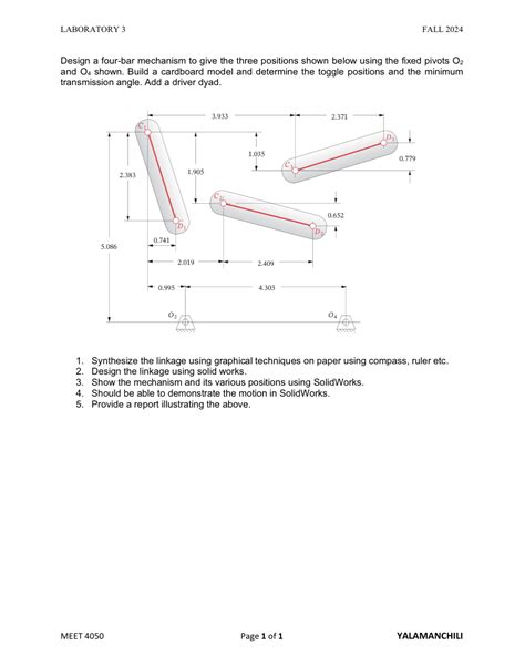 Design A Four Bar Mechanism To Give The Three Chegg Com