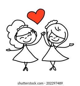 Hand Drawing Cartoon Concept Happy Same Stock Vector Royalty Free Shutterstock