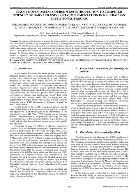 Massive Open Online Course Cs50 Introduction To Computer Science” By