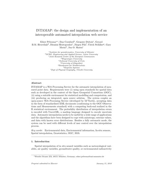 Pdf Intamap The Design And Implementation Of An Interoperable Automated Interpolation Web Service