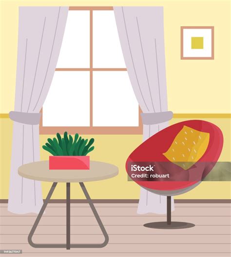 레트로 컬러 안락 의자 거실 가구 디자인 개념 현대 가정 인테리어 요소 가구에 대한 스톡 벡터 아트 및 기타 이미지 가구 가정 생활 가정의 방 Istock