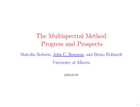 Pdf The Multispectral Method Progress And Prospects