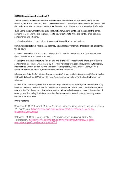 cs 2301 discussion assignment unit 2 2 disabling windows tip and
