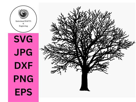 Winter Tree Svg Bare Tree No Leaves Fall Tree Clipart Hand Etsy