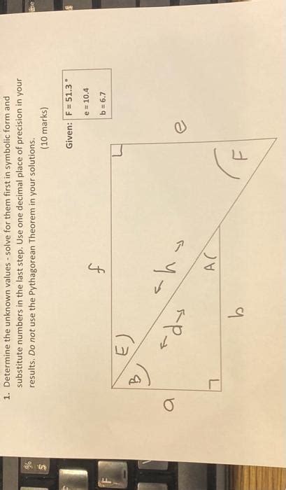 solved 1 determine the unknown values solve for them first