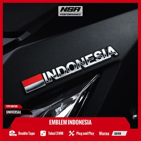 Jual Nsa Emblem Indonesia Tulisan 3d Logo Indonesia Stiker Timbul