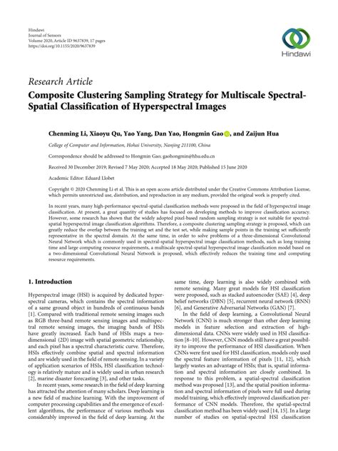 PDF Composite Clustering Sampling Strategy For Multiscale Spectral Spatial Classification Of